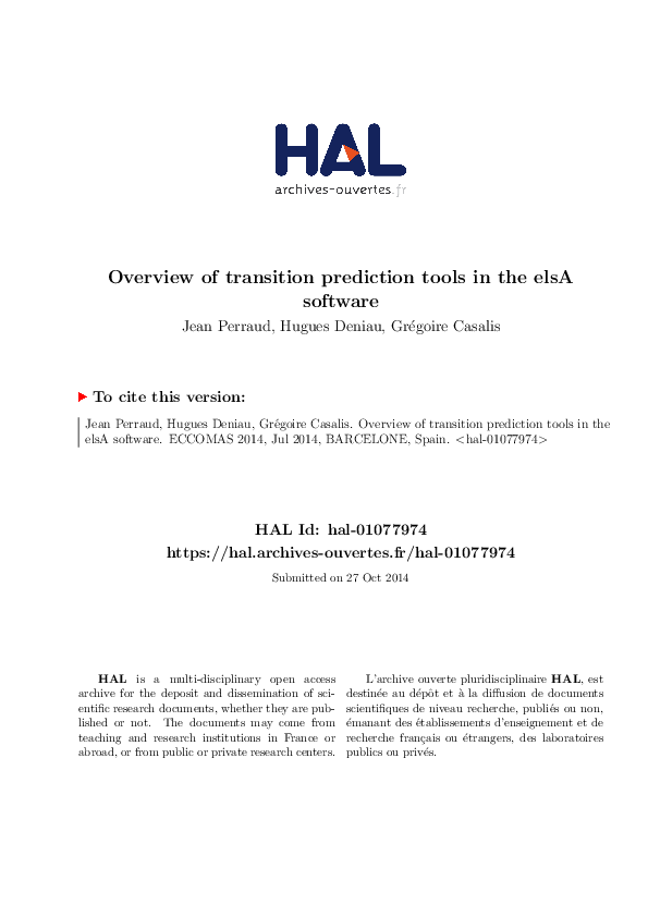 (PDF) Overview of transition prediction tools in the elsA software