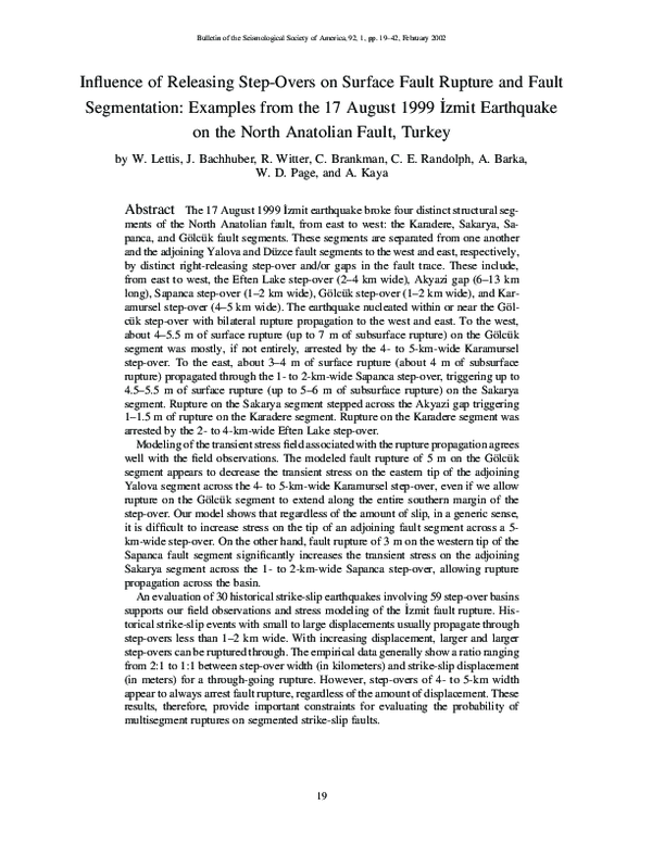 (PDF) Influence of Releasing Step-Overs on Surface Fault Rupture and ...