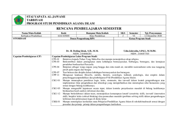 (PDF) RPS KEBIJAKAN PENDIDIKAN