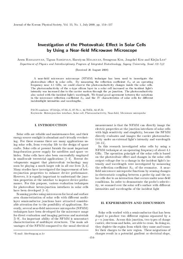 (PDF) Investigation of the Photovoltaic Effect in Solar Cells by Usinga ...