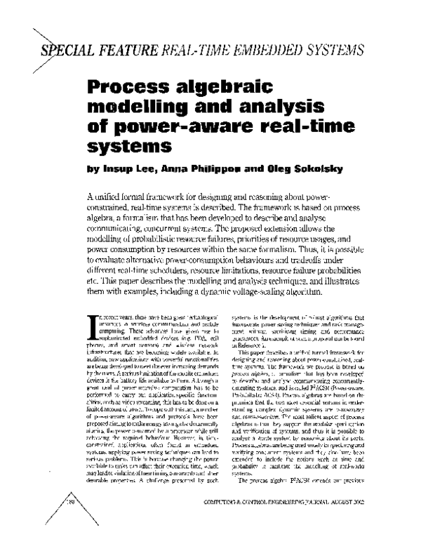 (PDF) Process algebraic modelling and analysis of power-aware real-time systems | Anna Philippou ...