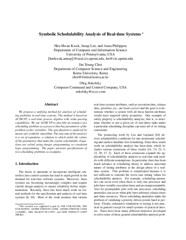 (PDF) Symbolic schedulability analysis of real-time systems | Anna Philippou - Academia.edu