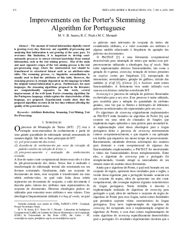 (PDF) WCI 02 Improvements on the Porter's Stemming Algorithm for Portuguese