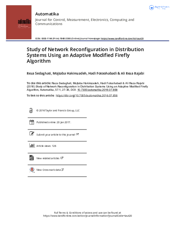 (PDF) Study of Network Reconfiguration in Distribution Systems Using an Adaptive Modified ...