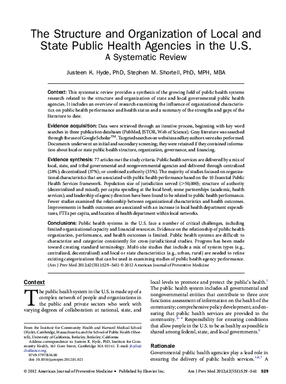 (PDF) The Structure and Organization of Local and State Public Health ...