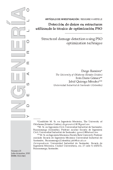 (PDF) Structural damage detection using PSO optimization technique