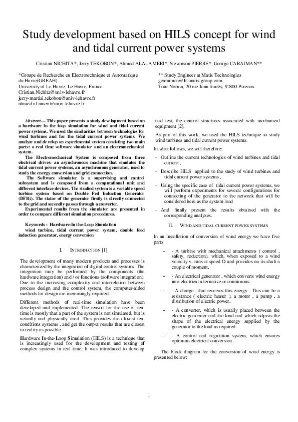 (PDF) Study development based on HILS concept for wind and tidal ...
