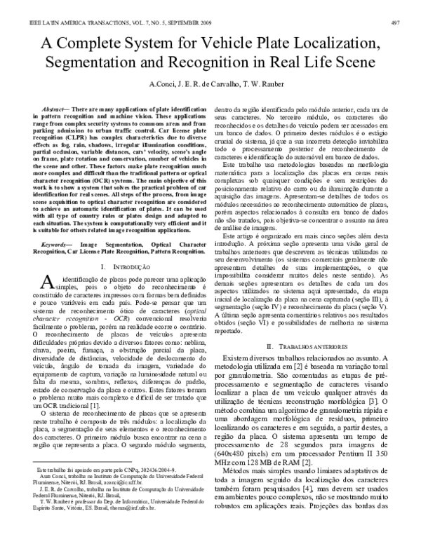 (PDF) A complete system for vehicle plate localization, segmentation ...