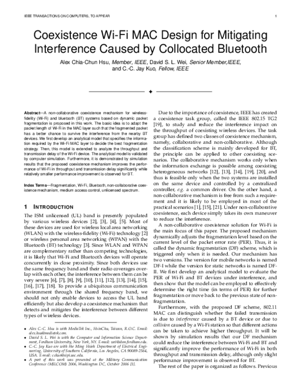 (PDF) Coexistence Wi-Fi MAC Design for Mitigating Interference Caused ...