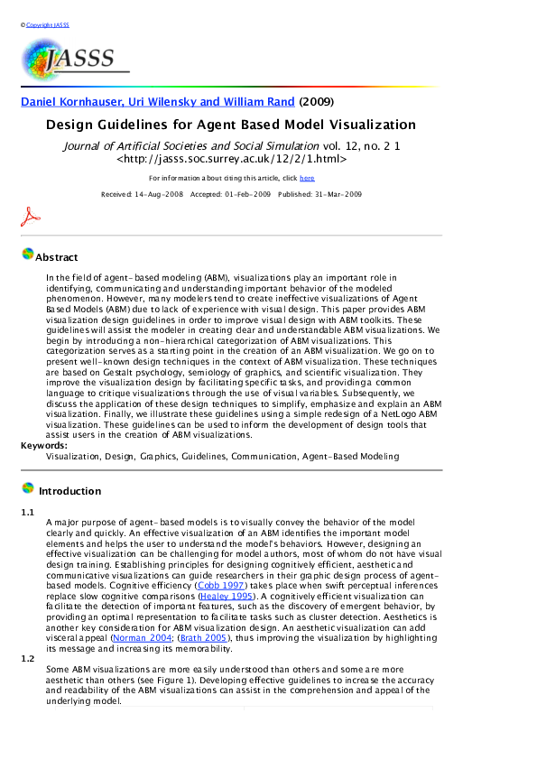Pdf Design Guidelines For Agent Based Model Visualization