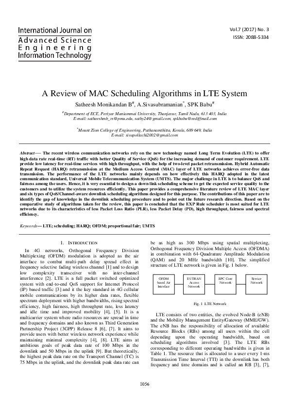 Pdf A Review Of Mac Scheduling Algorithms In Lte System