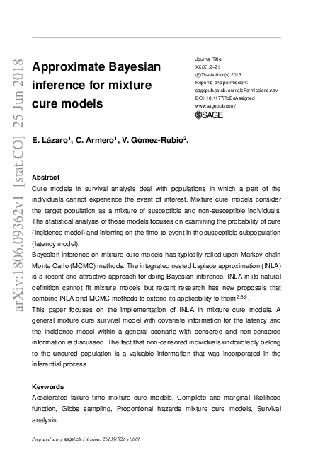 (PDF) Approximate Bayesian inference for mixture cure models