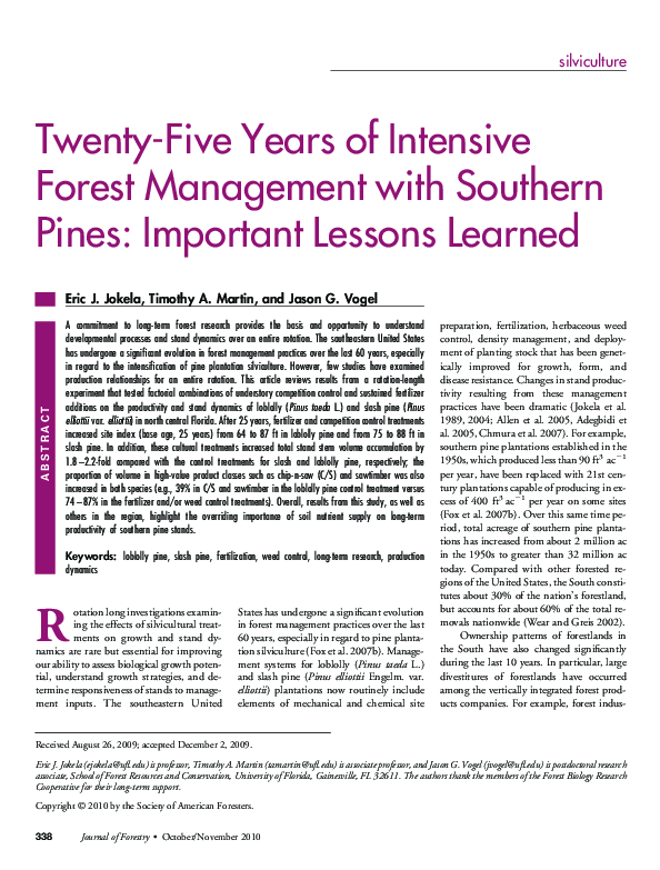 (PDF) Twenty-five years of intensive forest management with southern ...