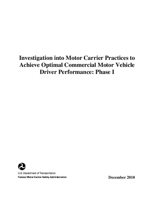(PDF) Investigation into motor carrier practices to achieve optimal ...