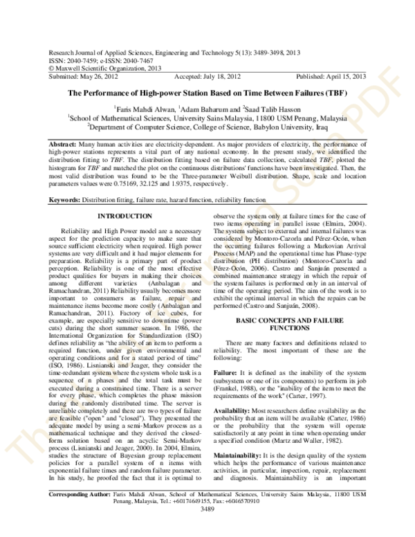 (PDF) TBF Distribution in High-power Station Performance