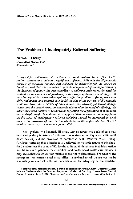 (PDF) The Problem of Inadequately Relieved Suffering