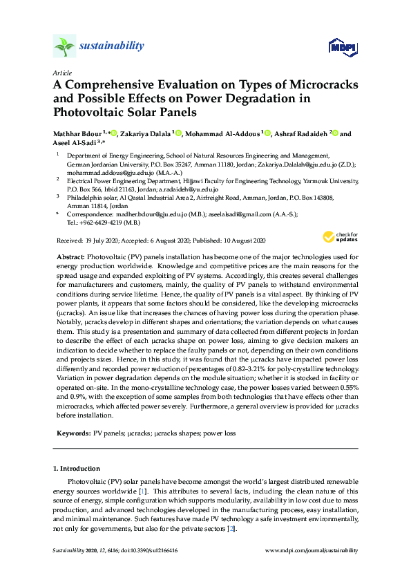 (PDF) Microcracks in Photovoltaic Panels: Impact on Power Loss