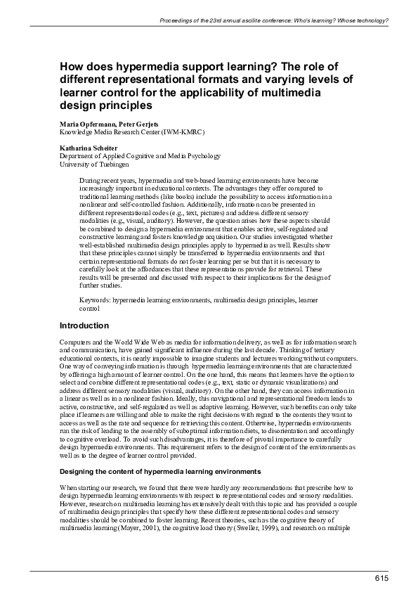 (PDF) How does hypermedia support learning? The role of different ...