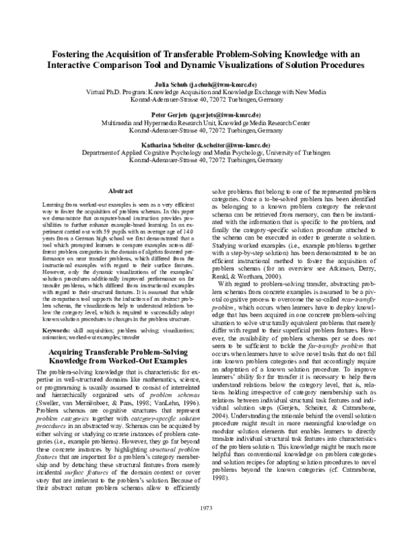 (PDF) Fostering the acquisition of transferable problem-solving knowledge with an interactive ...