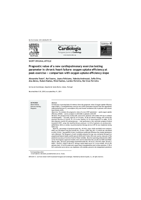 (PDF) Prognostic value of a new cardiopulmonary exercise testing ...