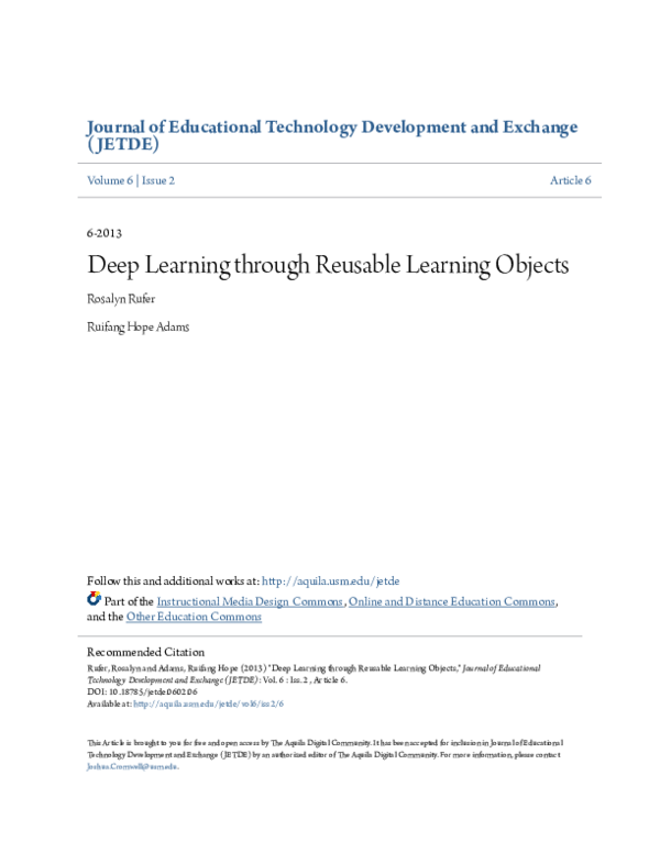 (PDF) Deep Learning through Reusable Learning Objects