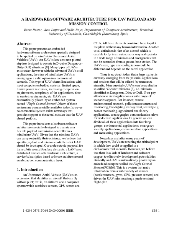 (PDF) UAV Payload and Mission Control Hardware/Software Architecture