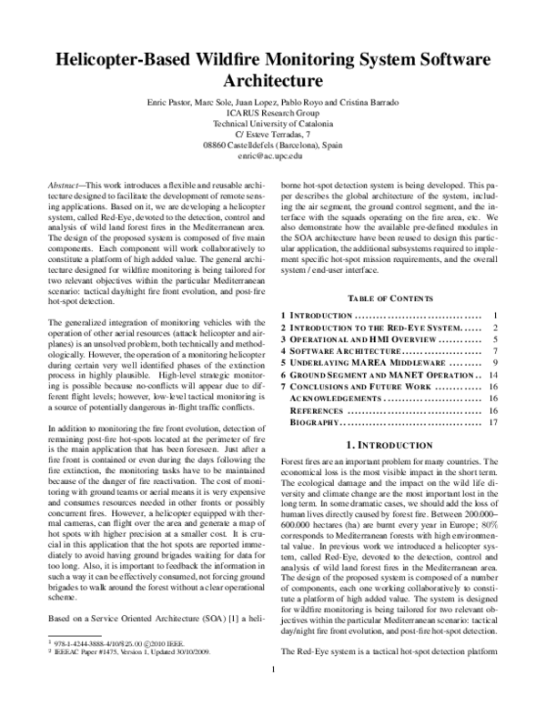 (PDF) Helicopter-based wildfire monitoring system software architecture
