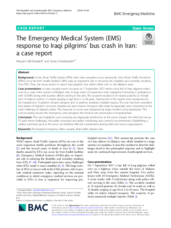 (PDF) The Emergency Medical System (EMS) response to Iraqi pilgrims ...