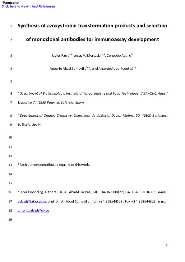 (PDF) Synthesis of azoxystrobin transformation products and selection ...