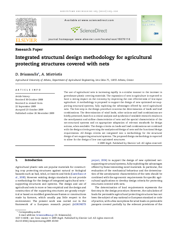 (PDF) Integrated structural design methodology for agricultural ...