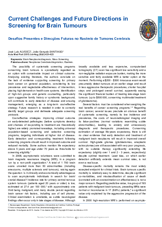 (PDF) Current Challenges and Future Directions in Screening for Brain ...