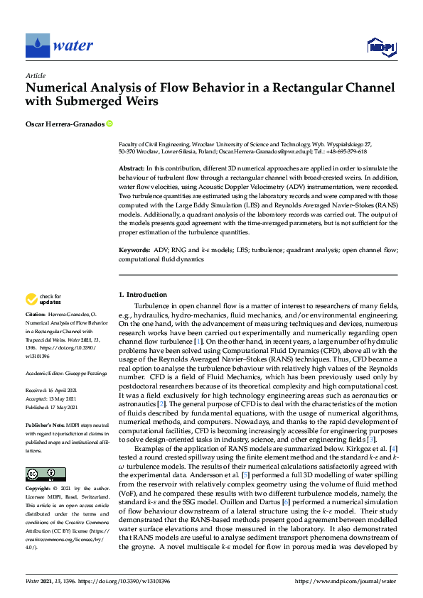 (PDF) Numerical Analysis of Flow Behavior in a Rectangular Channel with Submerged Weirs