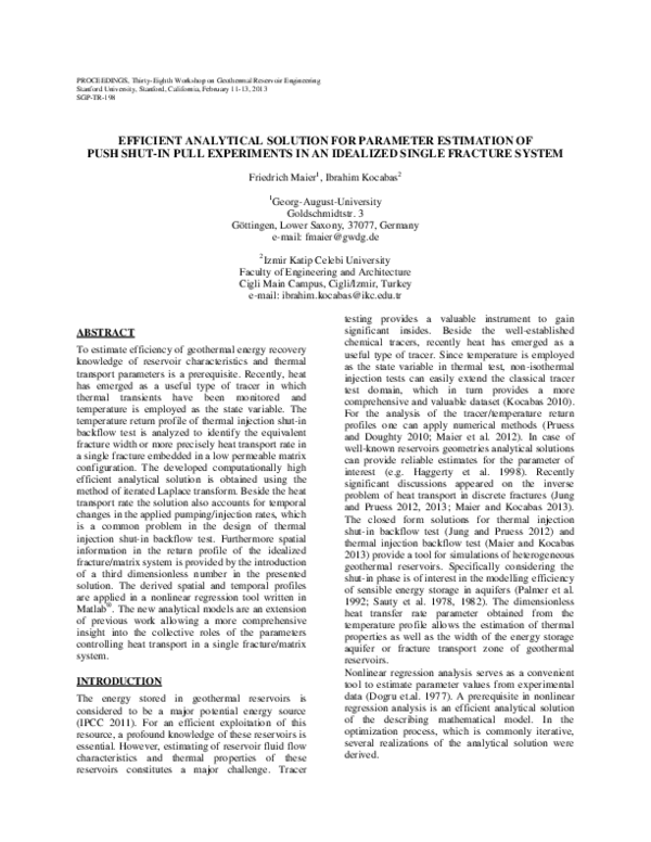 Pdf Efficient Analytical Solution For Parameter Estimation Of Push Shut In Pull Experiments In 