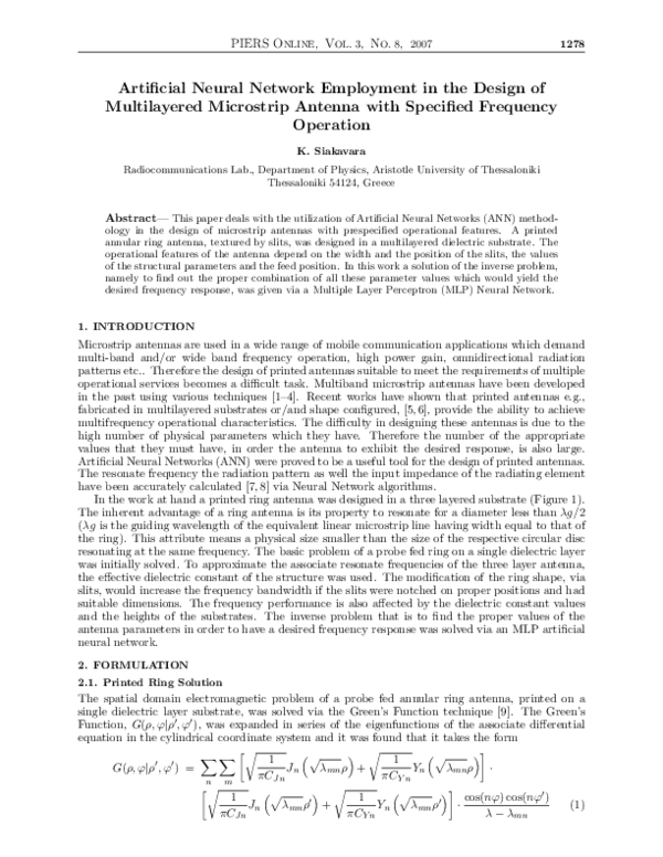 (PDF) Artificial neural network employment in the design of multilayered microstrip antenna with ...