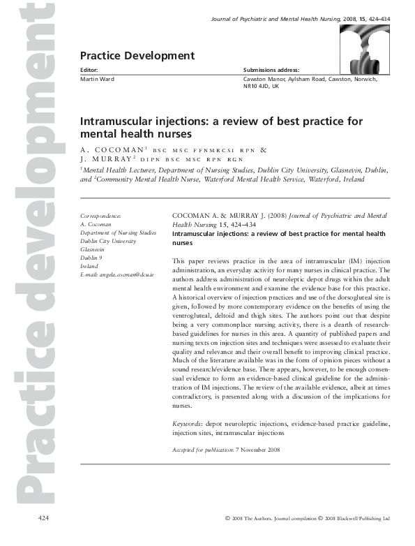 (PDF) Intramuscular injections: a review of best practice for mental ...