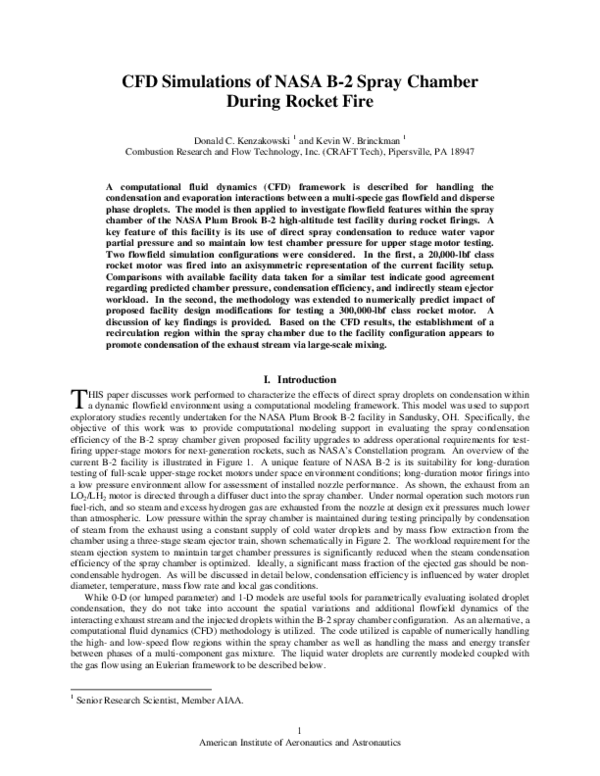 (PDF) CFD Simulations of NASA B-2 Spray Chamber During Rocket Fire