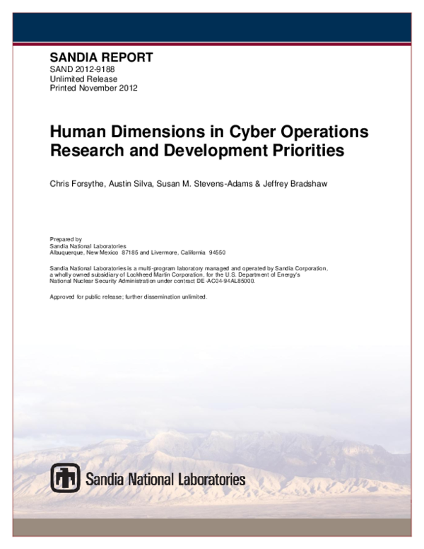 (PDF) Human dimensions in cyber operations research and development ...
