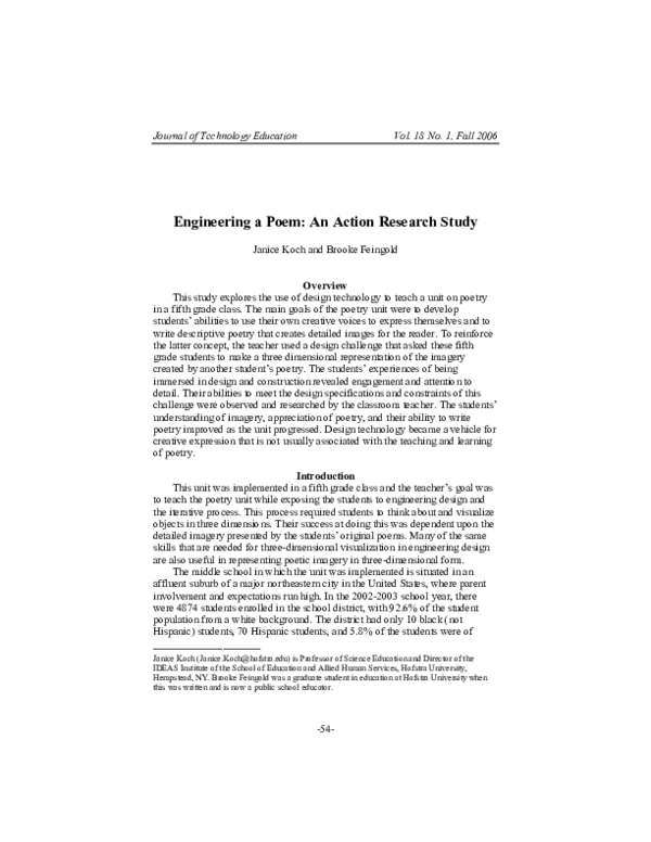 (PDF) Engineering a Poem: An Action Research Study