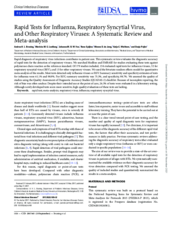 (PDF) Rapid tests for influenza, respiratory syncytial virus, and other ...