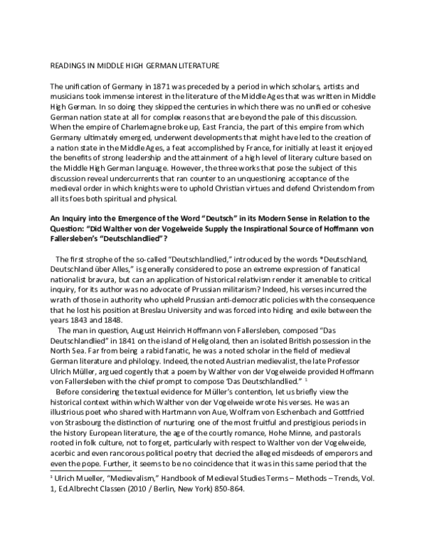 (DOC) READINGS IN MIDDLE HIGH GERMAN LITERATURE