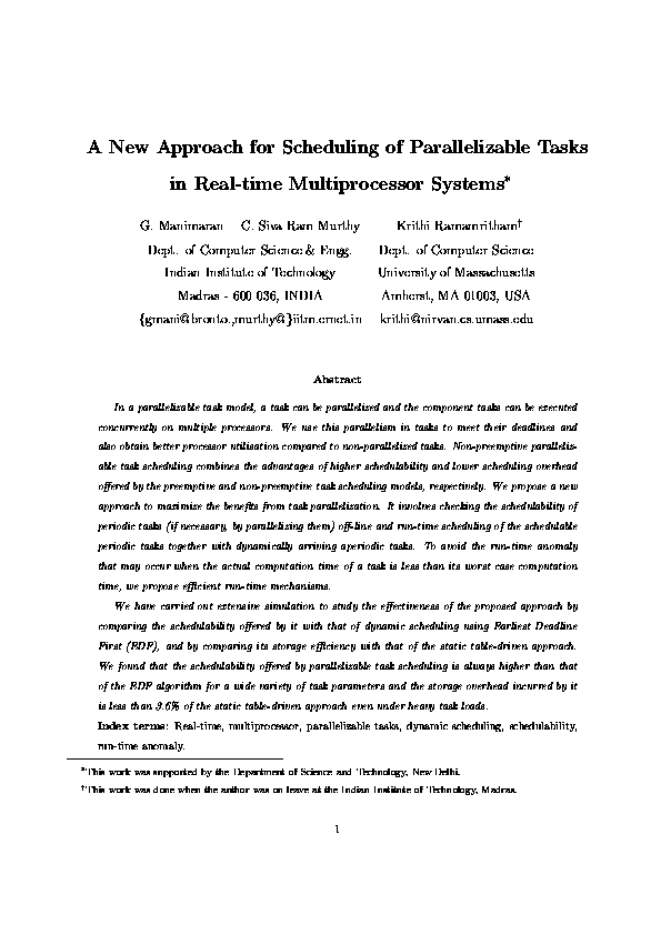 (PDF) A new approach for scheduling of parallelizable tasks in real-time multiprocessor systems