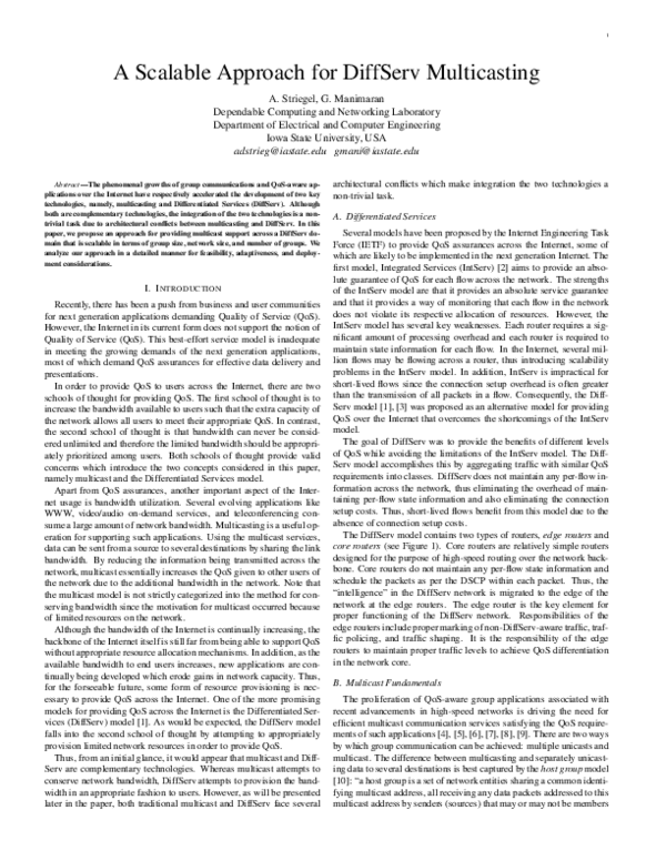 (PDF) A scalable approach for DiffServ multicasting