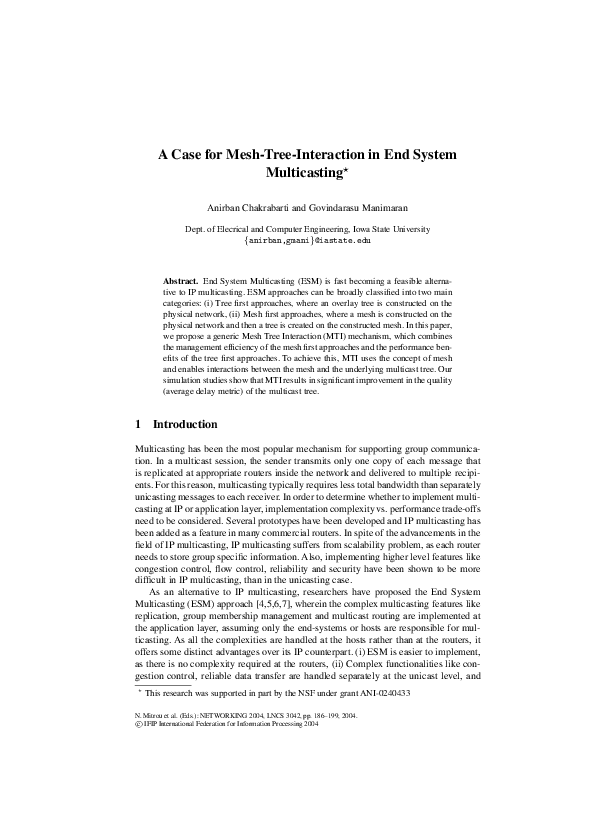 (PDF) A case for mesh-tree-interaction in end system multicasting