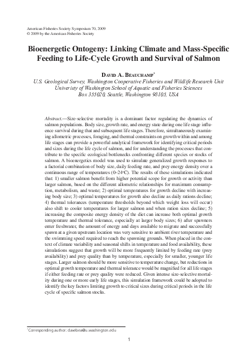 (PDF) Bioenergetic ontogeny: linking climate and mass-specific feeding ...