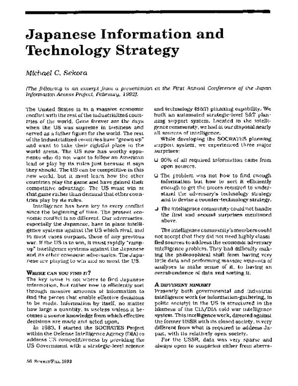 (PDF) Japanese information and technology strategy