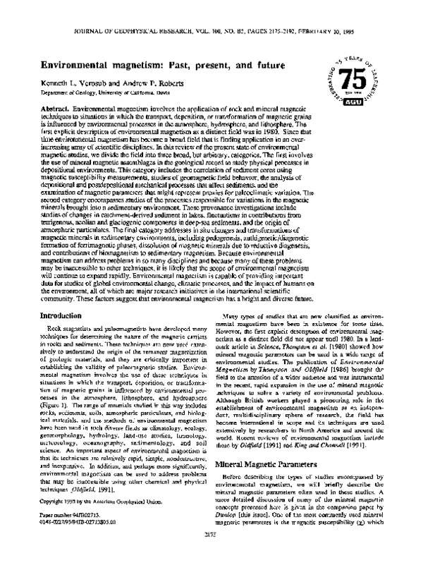 (PDF) Environmental magnetism: Past, present, and future