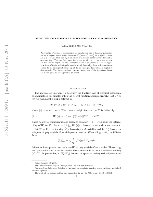 (PDF) Sobolev Orthogonal Polynomials on a Simplex