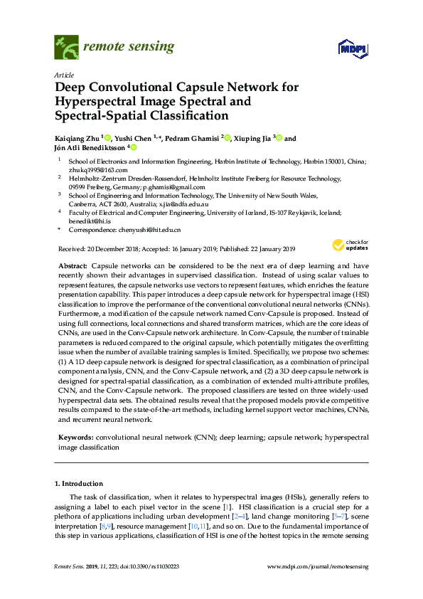 Pdf Deep Convolutional Capsule Network For Hyperspectral Image Spectral And Spectral Spatial 