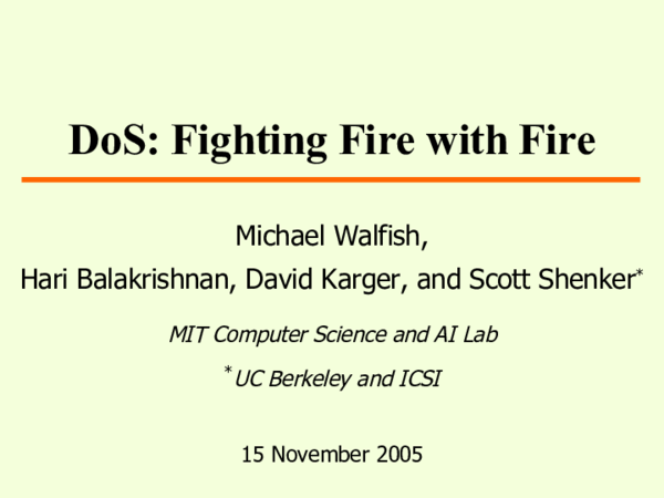 (PDF) DoS: Fighting fire with fire