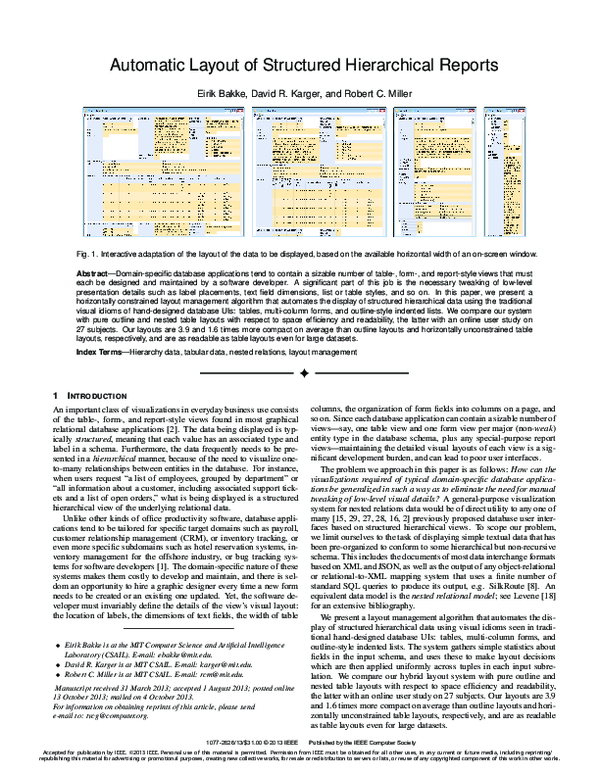 (PDF) Automatic Layout of Structured Hierarchical Reports | David R ...